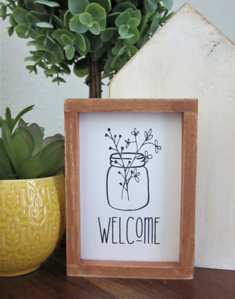 Welcome Sign Tiered Tray Decor Miniature Welcome Sign Mason | Etsy