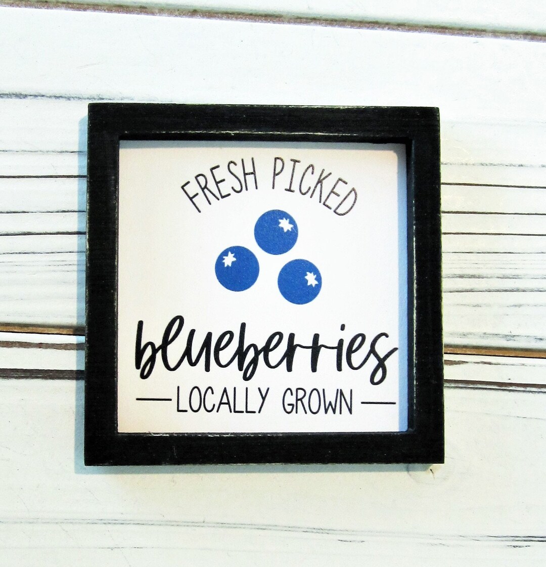 Fresh Pick Blueberries Sign, Tiered Tray Decor, Blueberry Decor ...