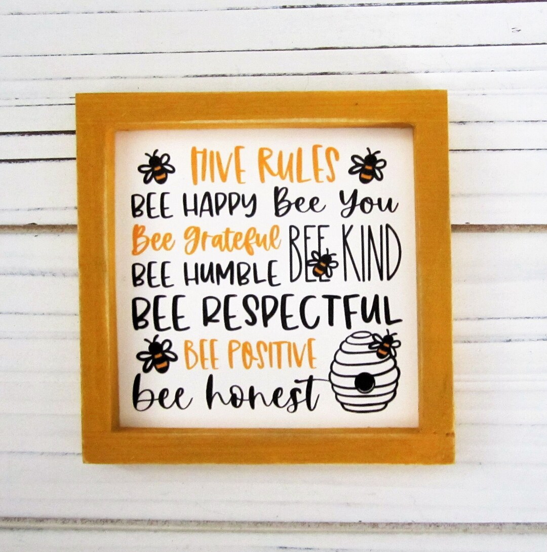 4" X 4" Hive Rules Sign, Honey Bee Sign, Tiered Tray Decor, Sign for ...