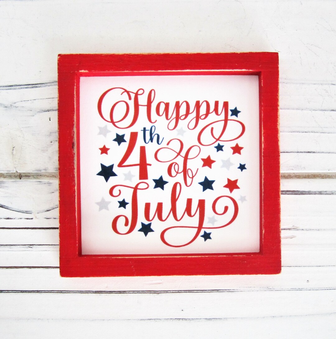 4" X 4" July 4th Sign, Patriotic Sign, Tiered Tray, Independence Day ...