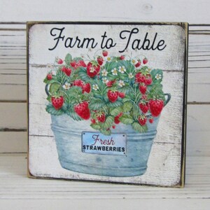 Wood Strawberry Sign, 5 X 5 Wood Sign, Farm to Table Strawberries ...