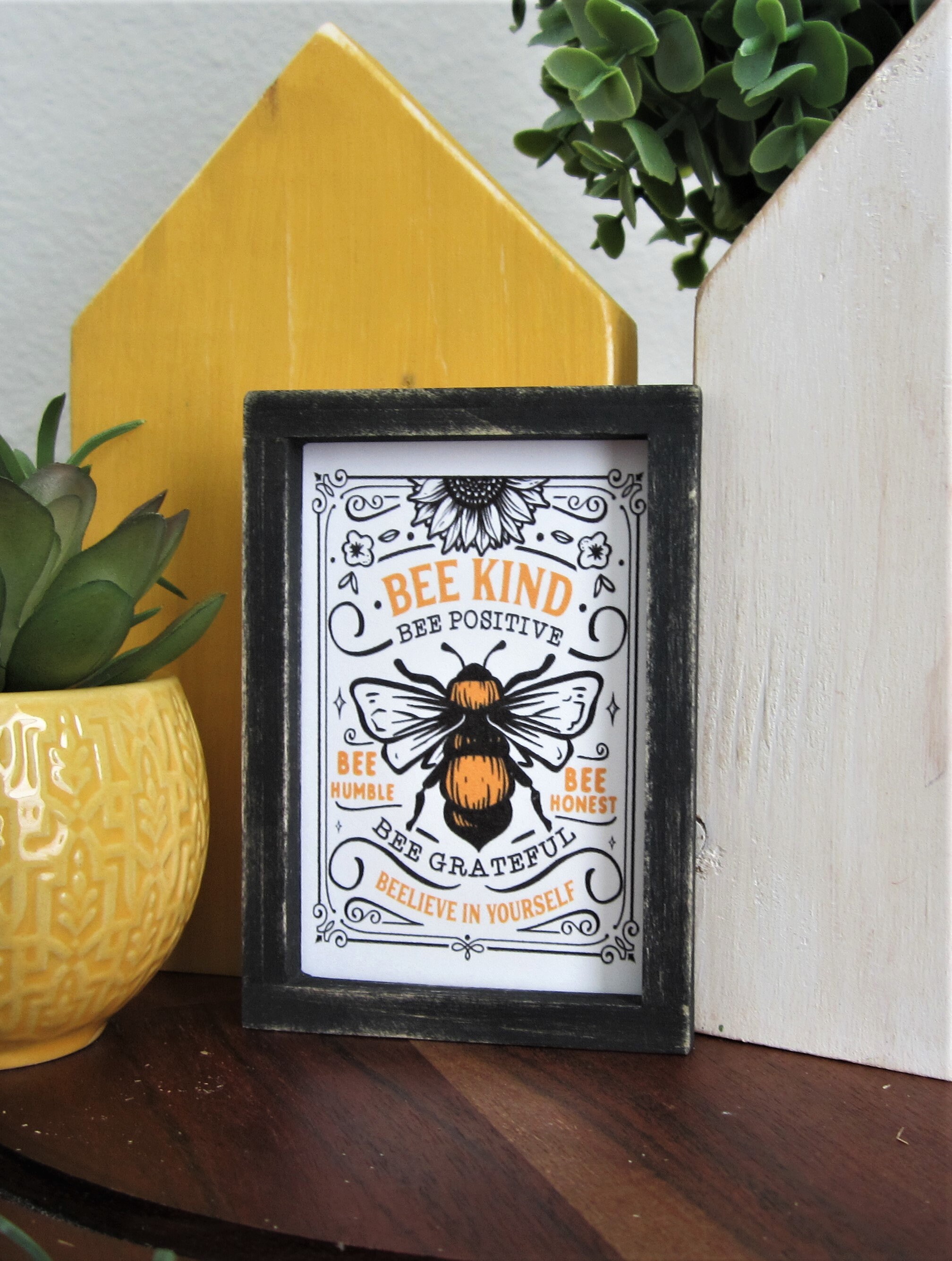 Honey Bee Sign Tiered Tray Decor Miniature Framed Sign Bee | Etsy