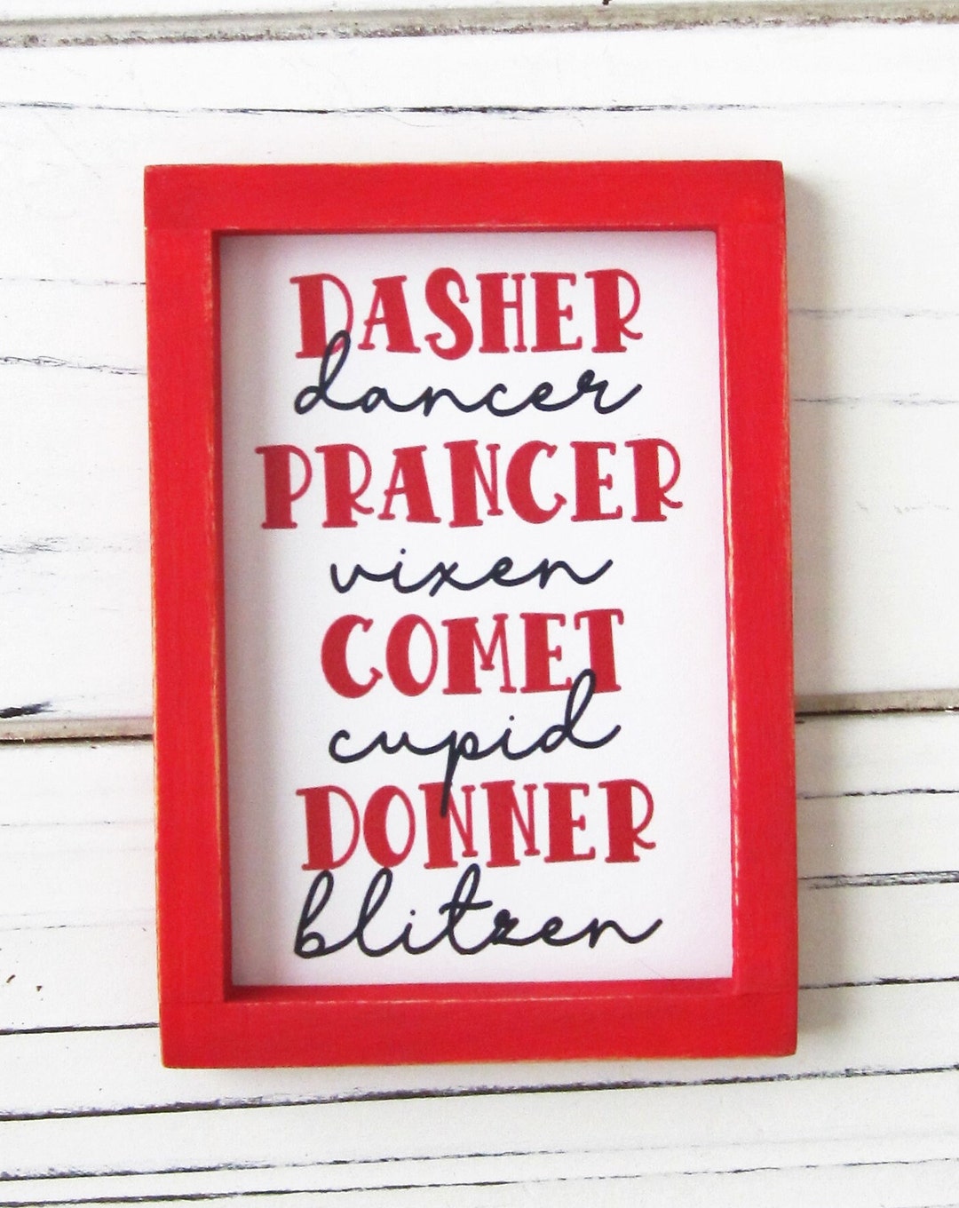 Reindeer Names Miniature Sign, Dasher, Dancer, Prancer, Vixen, Comet ...