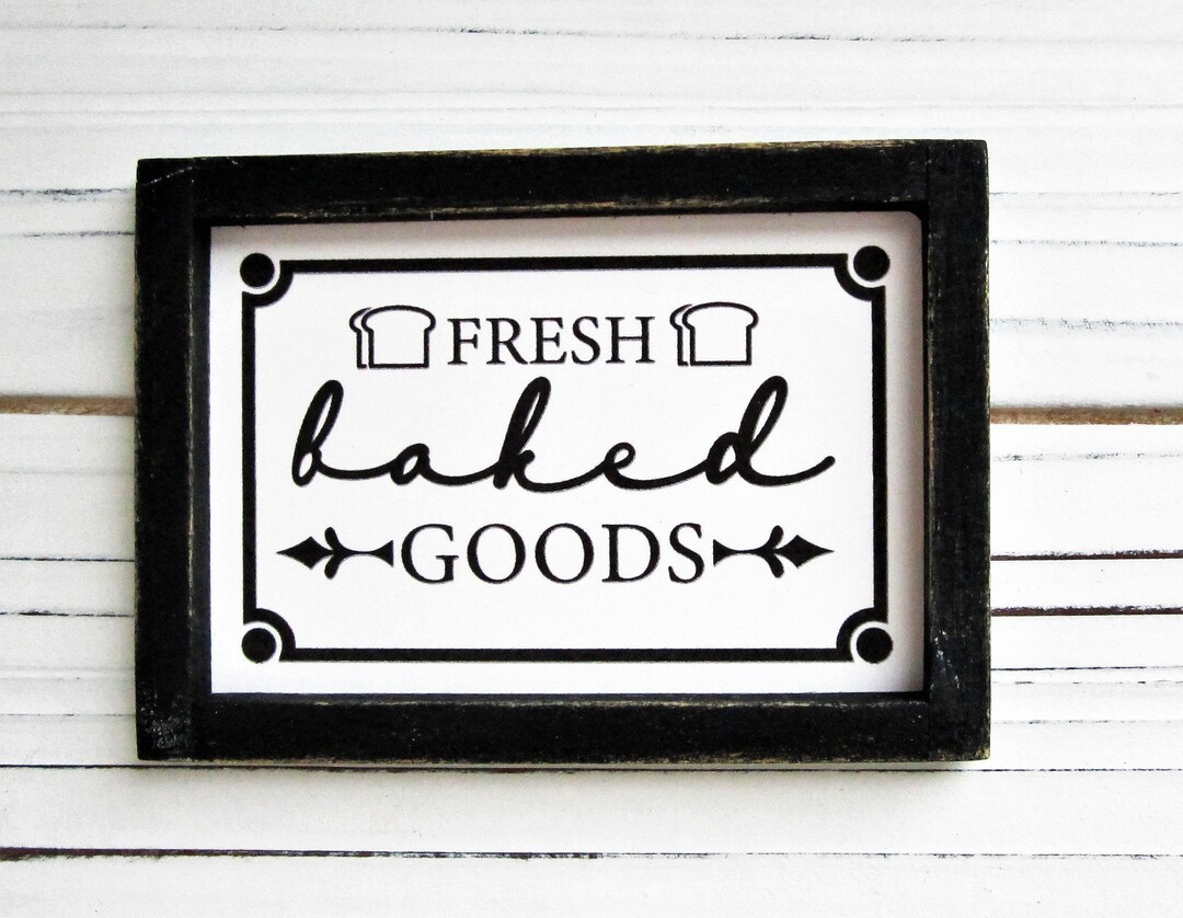 Fresh Baked Goods Sign Tiered Tray Sign, Miniature Wood Framed Sign ...