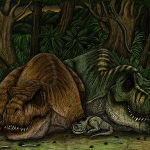 COLORED “the Lost World - Jurassic Park” T-rex Family Print - Etsy