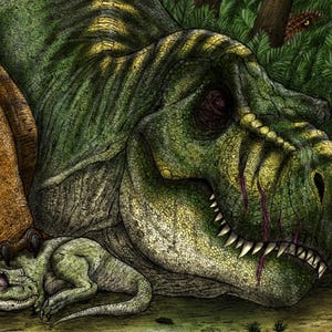 COLORED “the Lost World - Jurassic Park” T-rex Family Print - Etsy