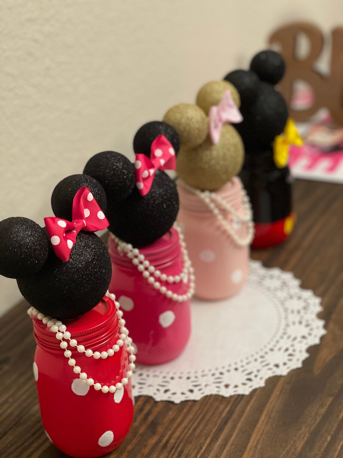 Mickey Minnie Mason Jars Centerpiece | Etsy