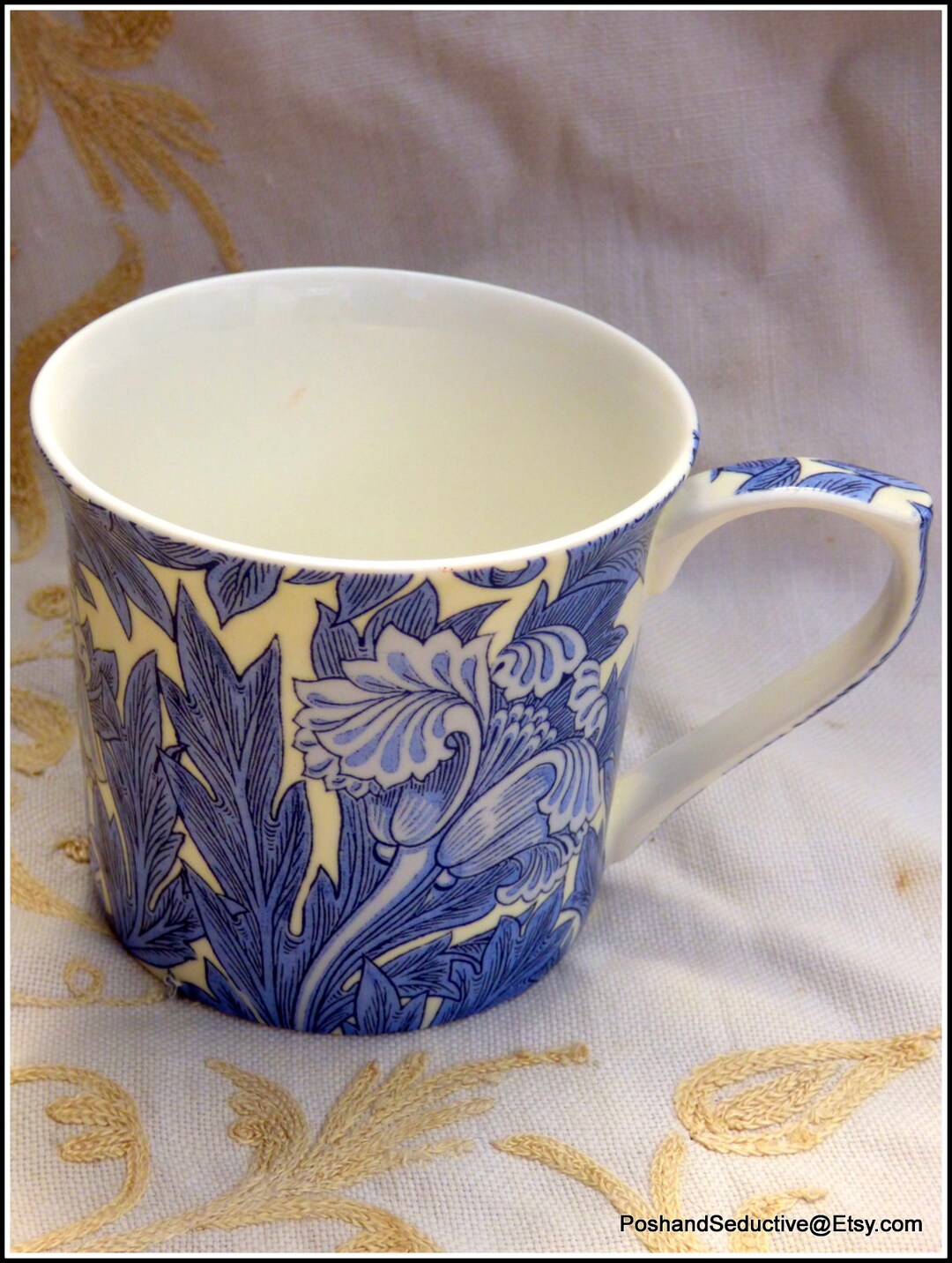 Single Tea Cup Coffee Mug Fine English Bone China Floral Blue & White ...