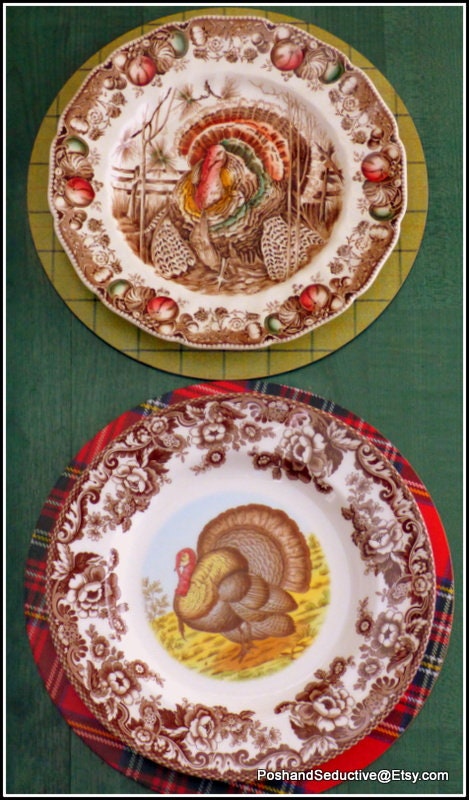 Christmas Turkey China Dinner Plate, Brown English Transferware, Spode ...