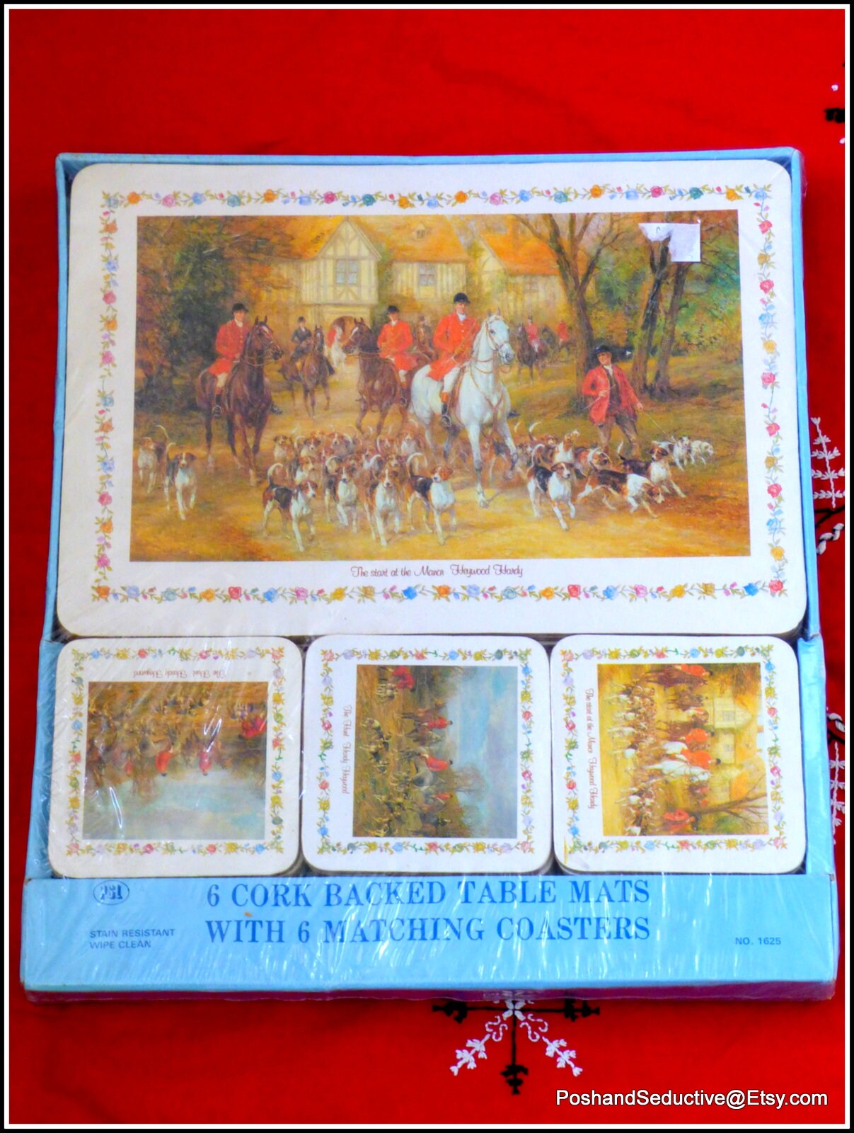 Fox Hunting Set of Cork Backed Dining Table Place Mats and | Etsy