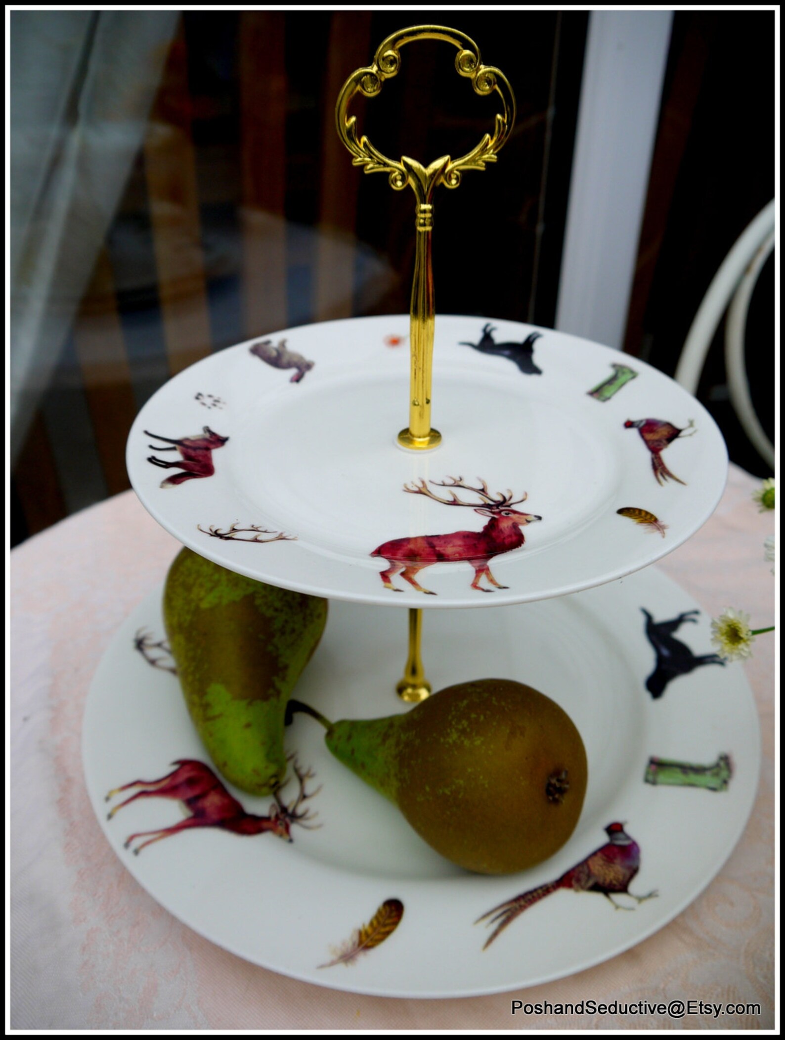 Country Living Theme Two Tier Plates Stand Afternoon Tea Centrepiece ...