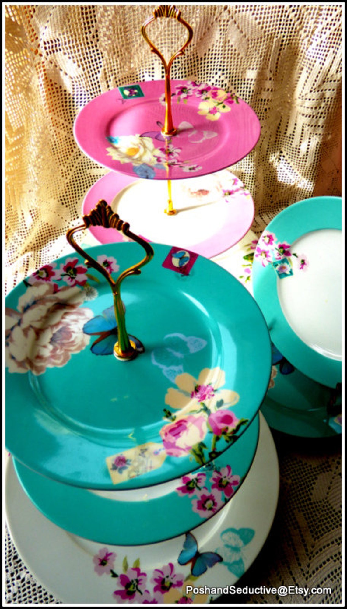 Vibrant Exotic Three Tier Handmade Cake Stand Using | Etsy