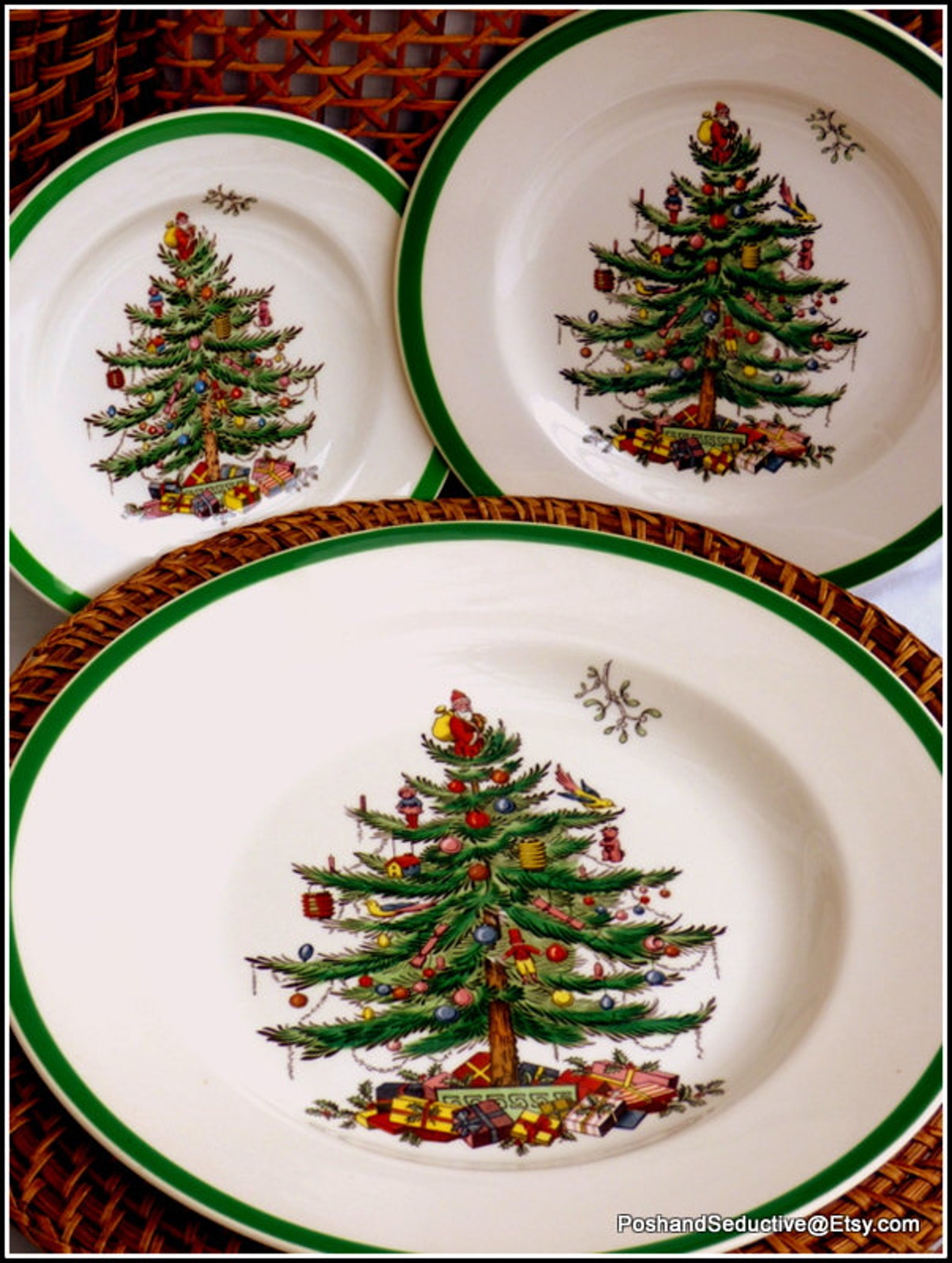 Christmas Tree Three Tier Graduated Plates Handmade Cake Stand Iconic ...