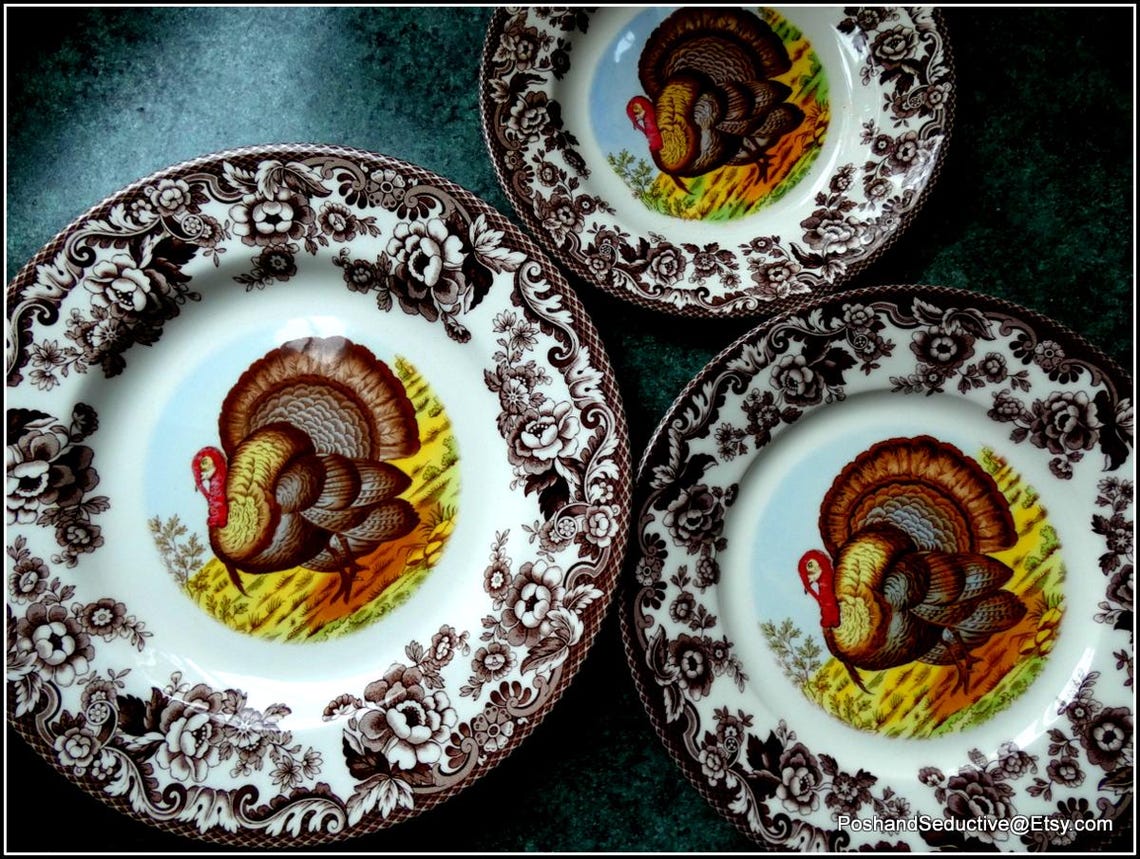 Spode Woodland Series TURKEY Tiered Plates Stand Brown English ...