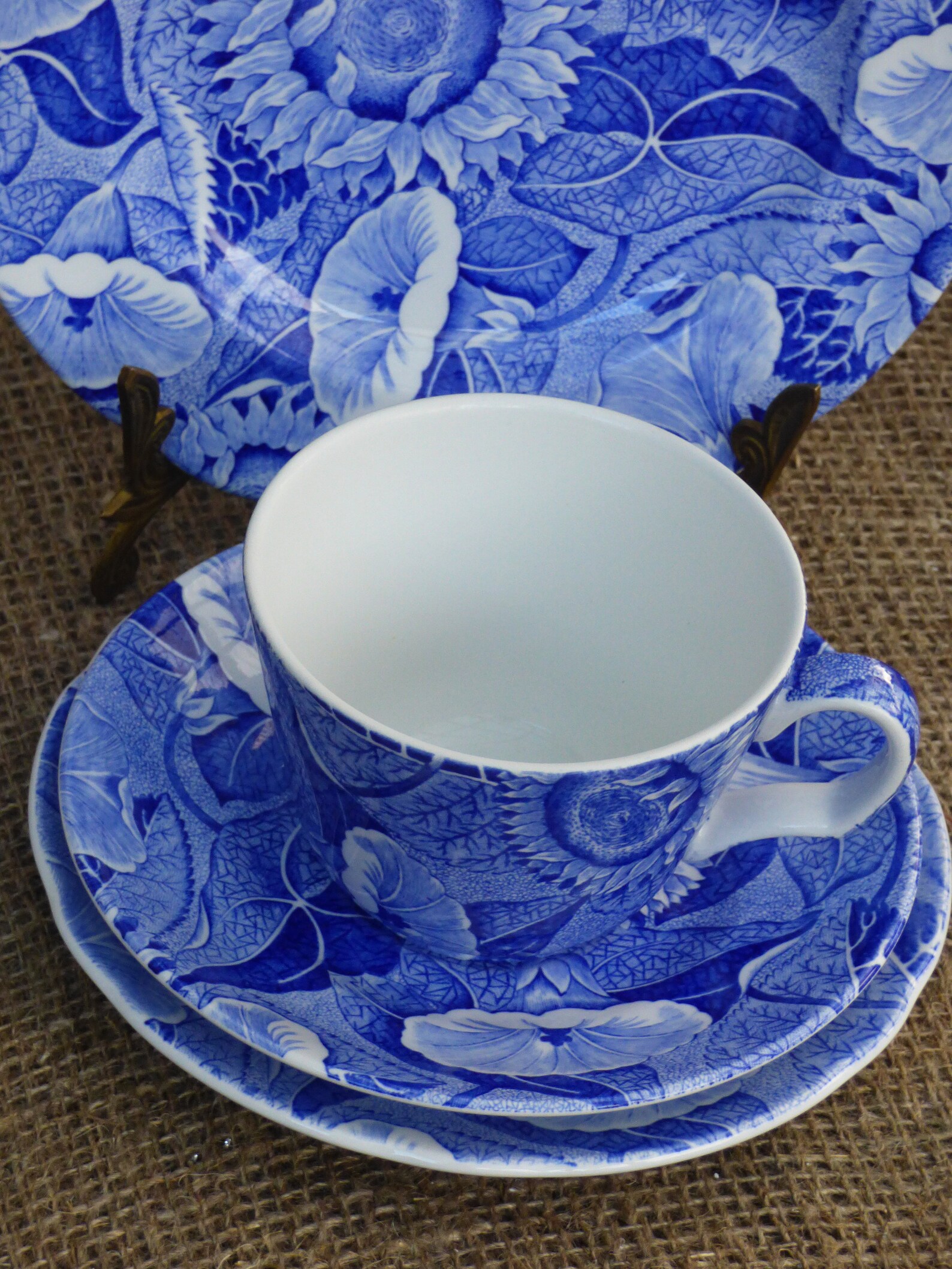 Spode Blue Room Series Cup Saucer Rare Sunflower 4 Piece Pattern Iconic ...