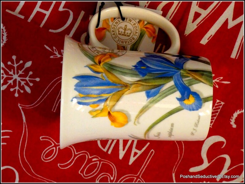 British Flowers Iris KEW GARDENS RHS Bone China Mug Cup Vintage ...