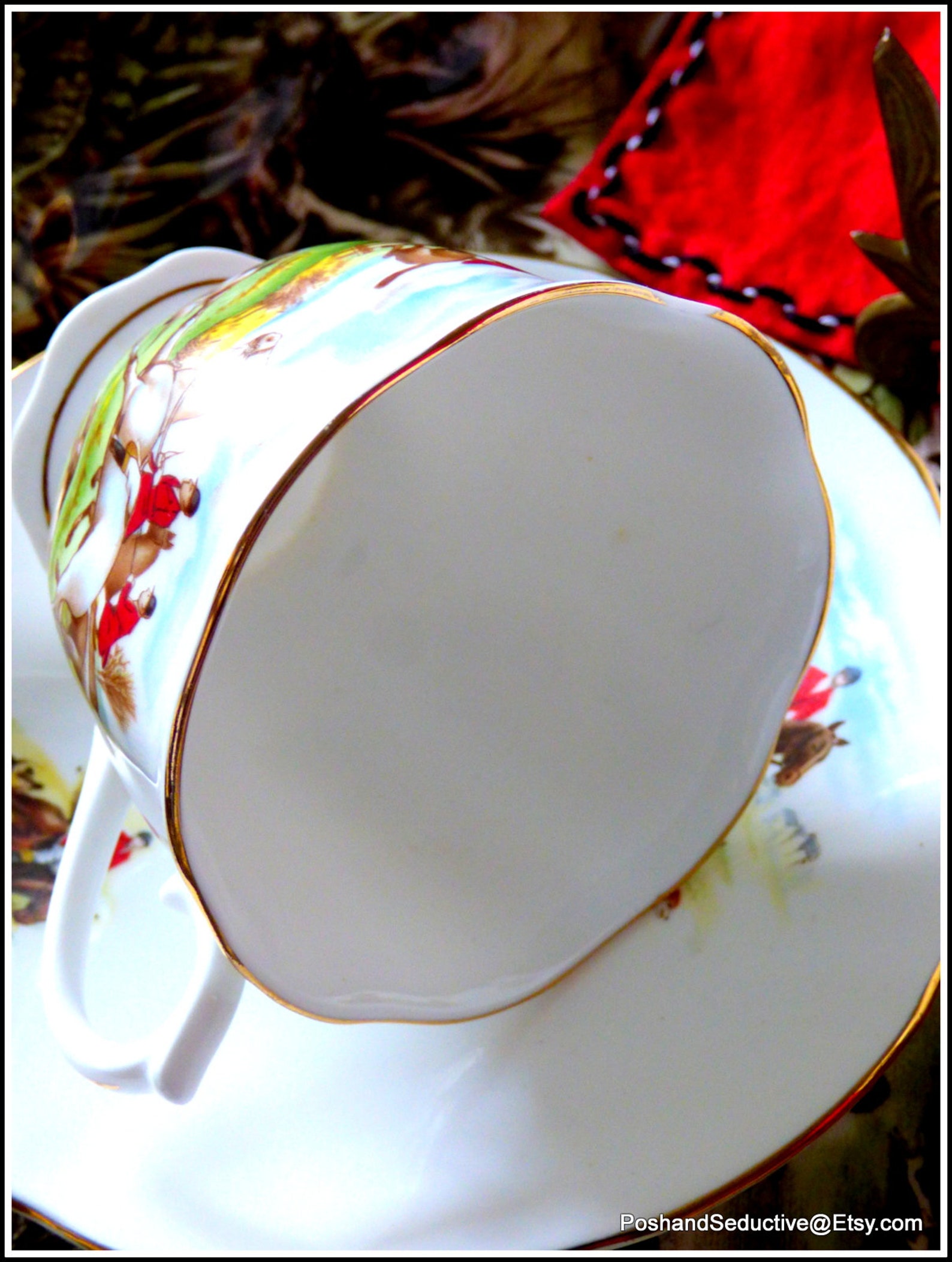 Equestrian China Cup Saucer & Plate Foxhunting Theme Fine - Etsy