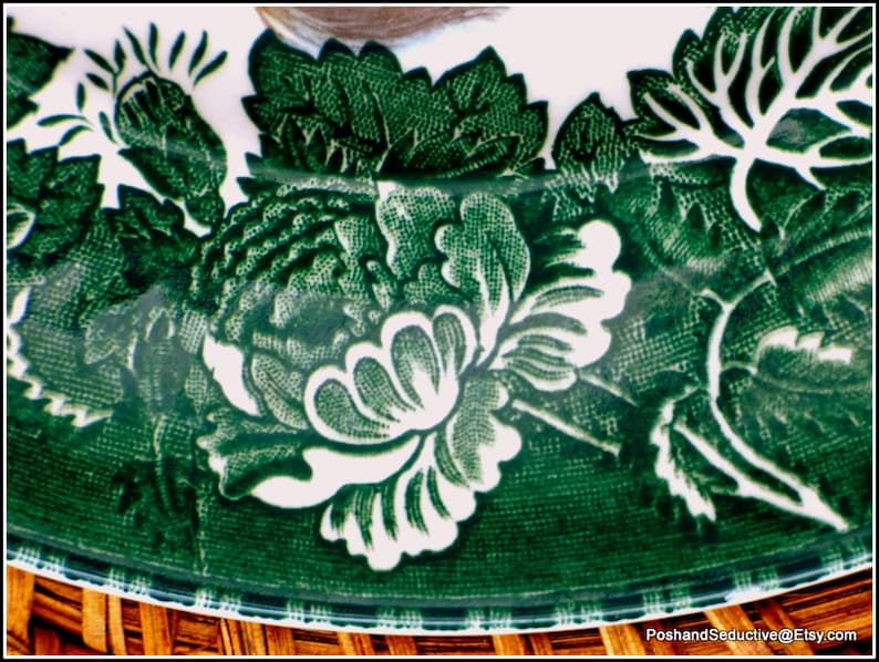 Vintage Fox Hunting Pair of China Dinner Plate Green Transferware ...