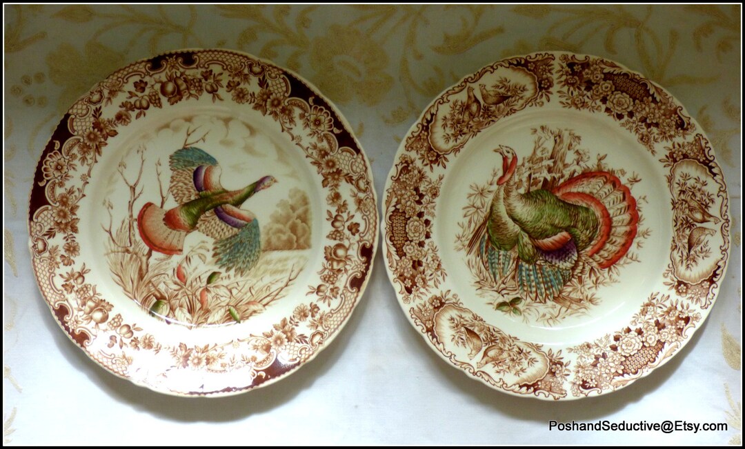 Johnson Brothers Wild Turkeys Series Windsor Ware Brown Transferware ...