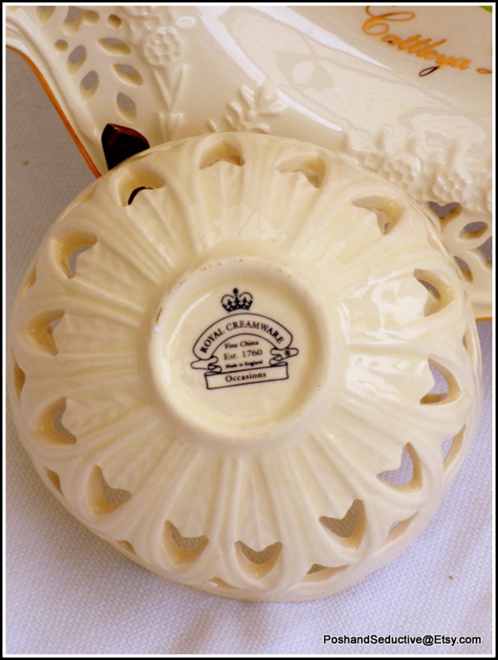 Reticulated Floral Plates Handmade Cake Stand Royal Creamware - Etsy UK