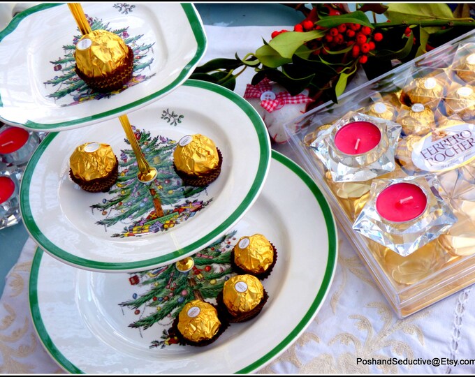 Christmas Tree Three Tier Graduated Plates Handmade Cake Stand - Etsy UK