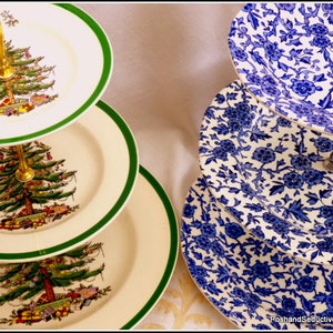 Christmas Tree Three Tier Graduated Plates Handmade Cake Stand Iconic ...