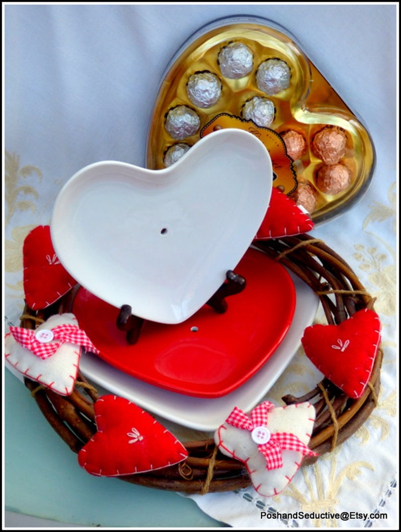 Heart Shape China Graduated Plates Three Tier Romantic Hand | Etsy UK