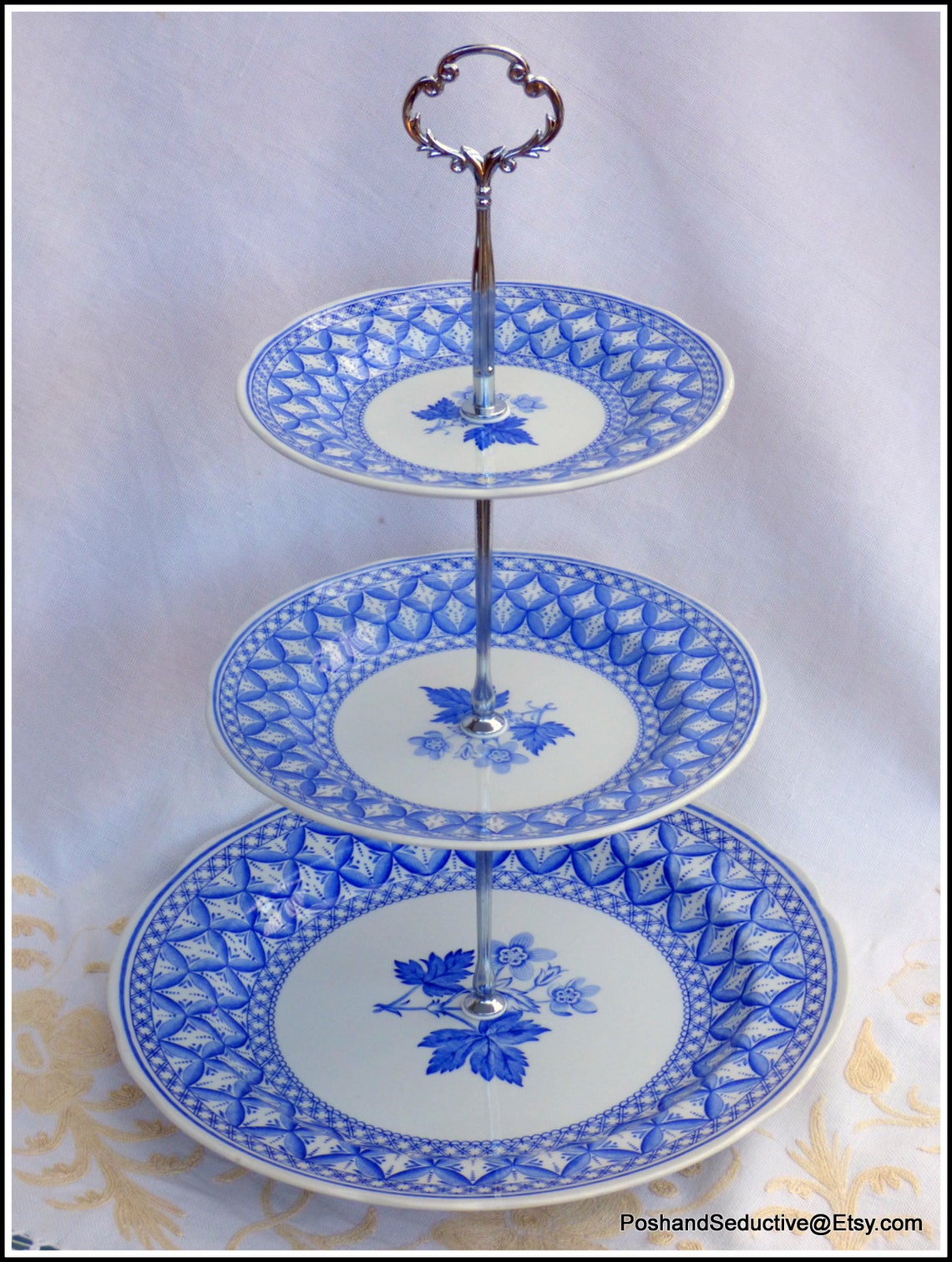 Spode Blue Room Series 3 Tier Cake Stand Geranium Pattern Rare - Etsy
