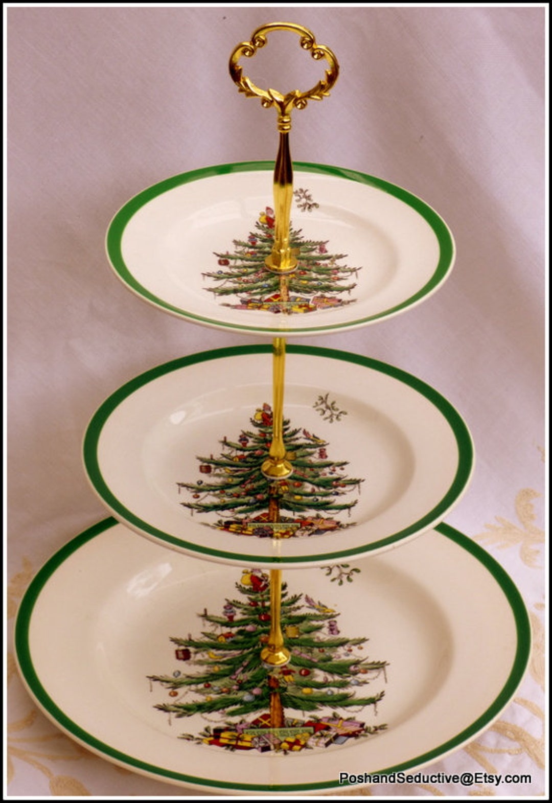 Christmas Tree Three Tier Graduated Plates Handmade Cake Stand - Etsy