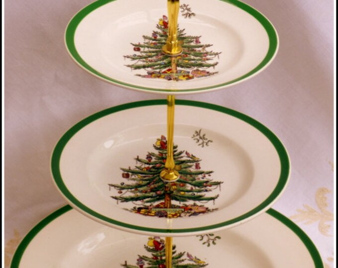 Christmas Tree Three Tier Graduated Plates Handmade Cake Stand | Etsy