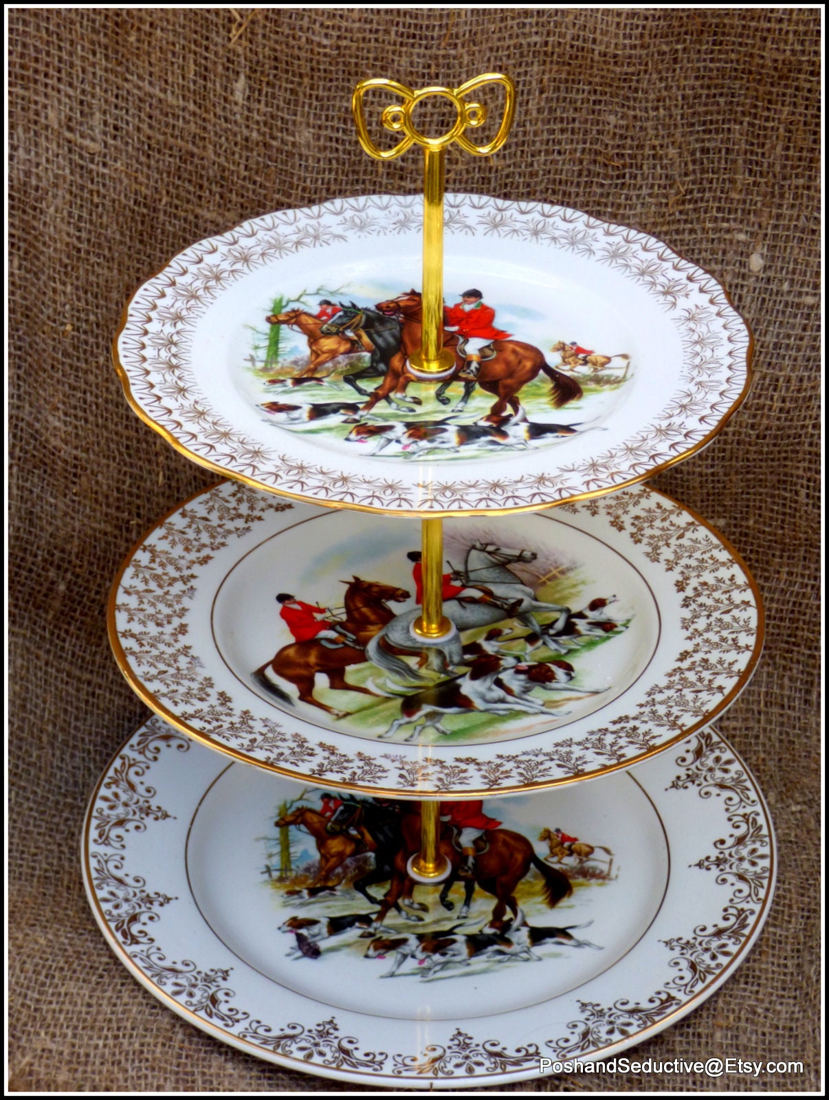 Fox Hunting Three Tier Graduated Plates Stand Afternoon Tea - Etsy