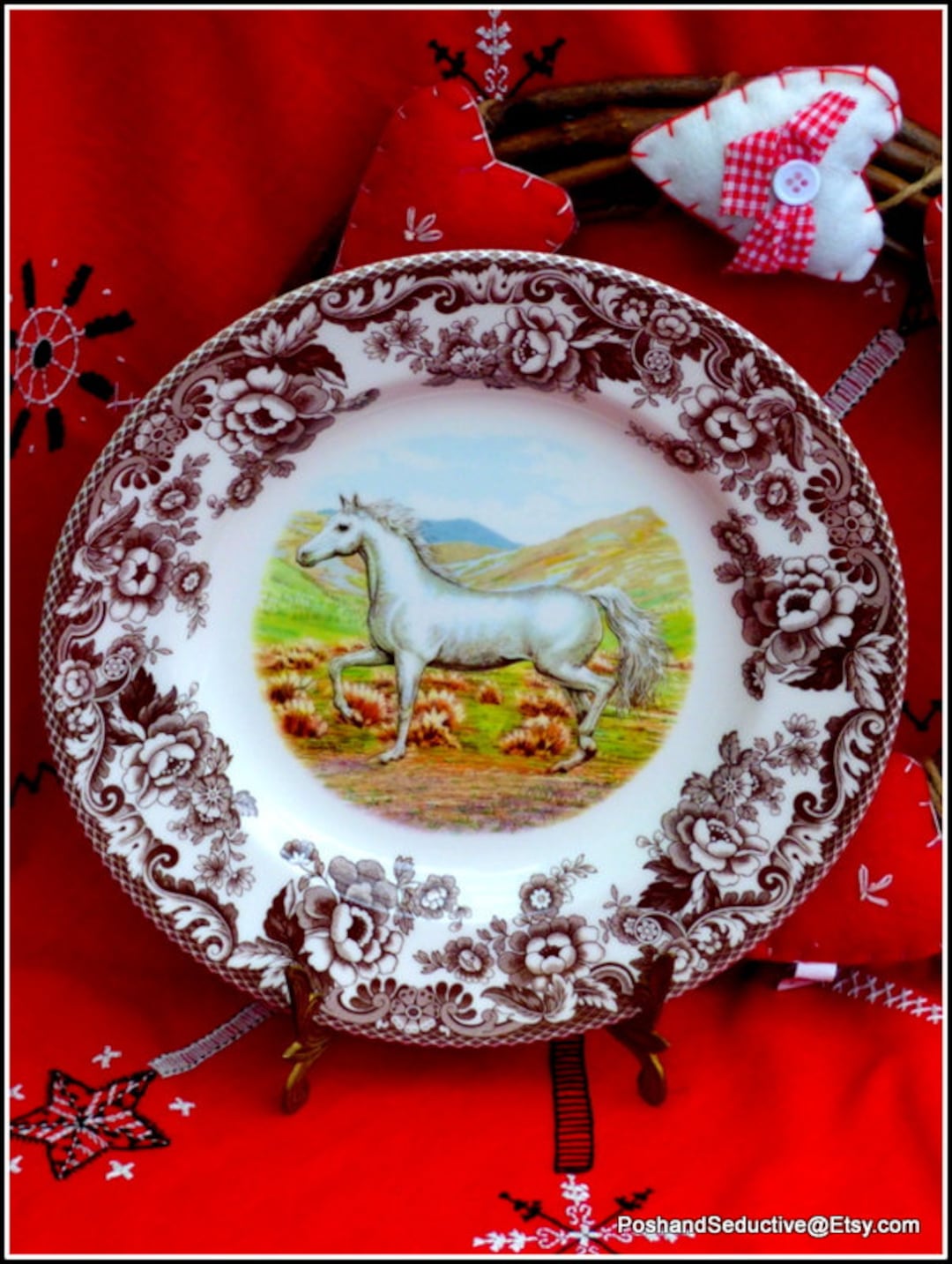 Rare Spode Woodland Series Brown Transferware Dinner Plate White ...