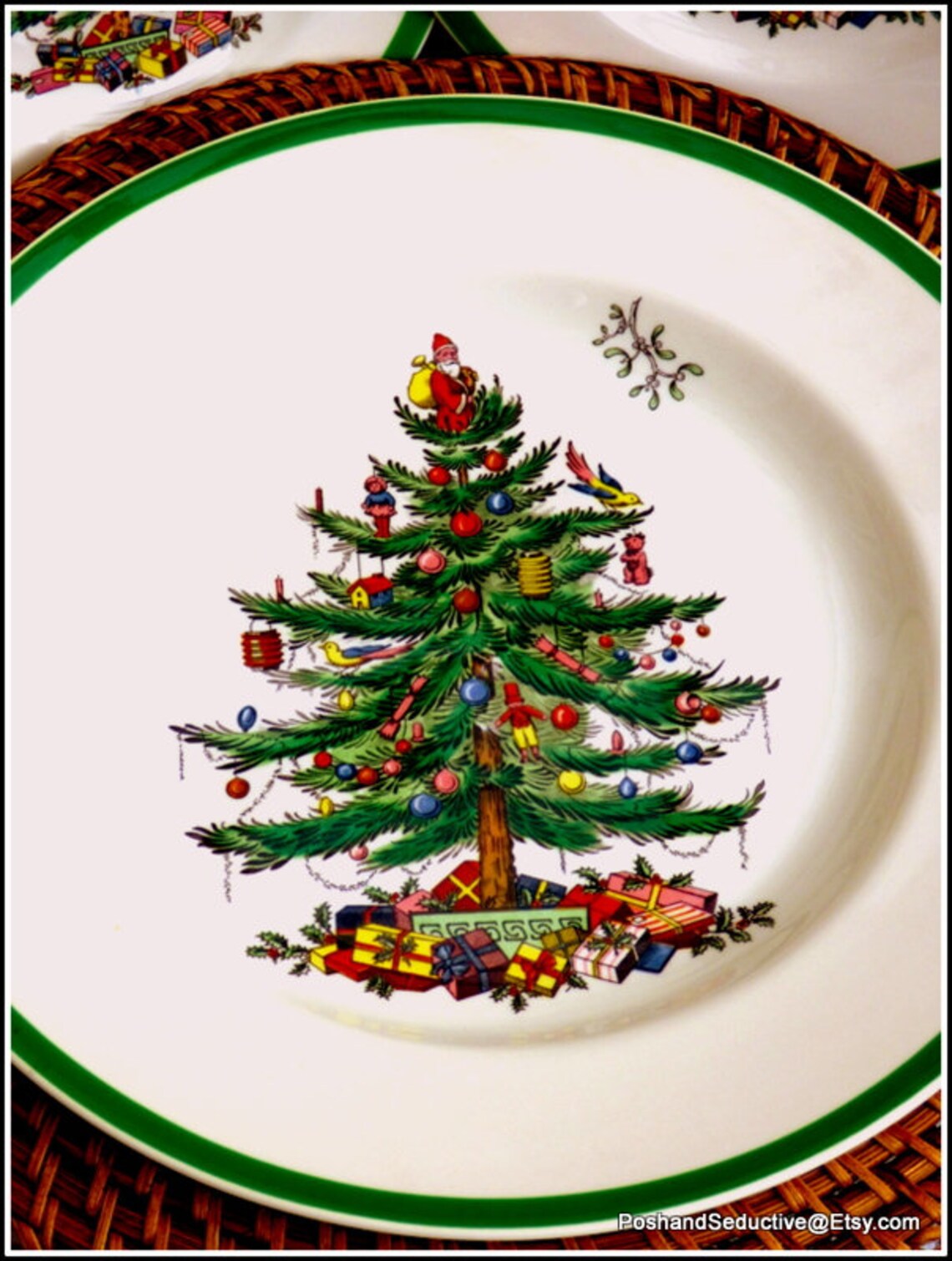 Christmas Tree three tier graduated plates handmade cake stand | Etsy