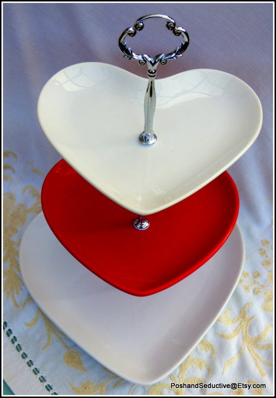 Heart Shape China Graduated Plates Three Tier Romantic Hand Made Cake ...