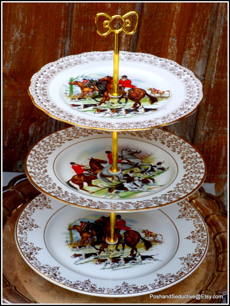 Fox Hunting Three Tier Graduated Plates Stand Afternoon Tea - Etsy