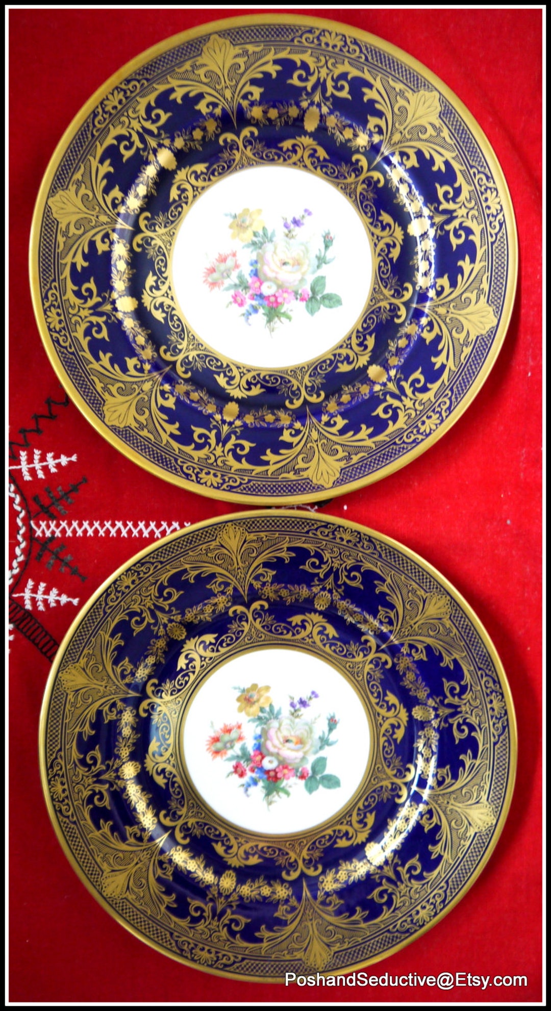 Display Cabinet Cobalt Dinner Plates Pair Caverswall Fine English China ...