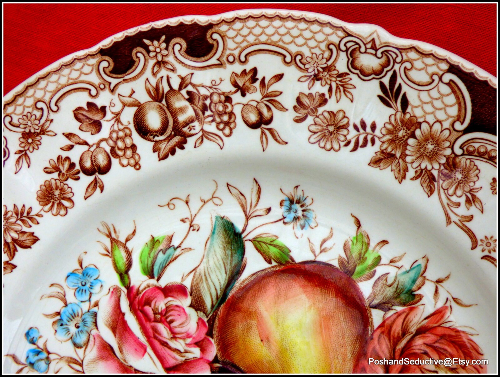 Johnson Brothers Thanksgiving Harvest Windsor Ware Brown Transferware ...