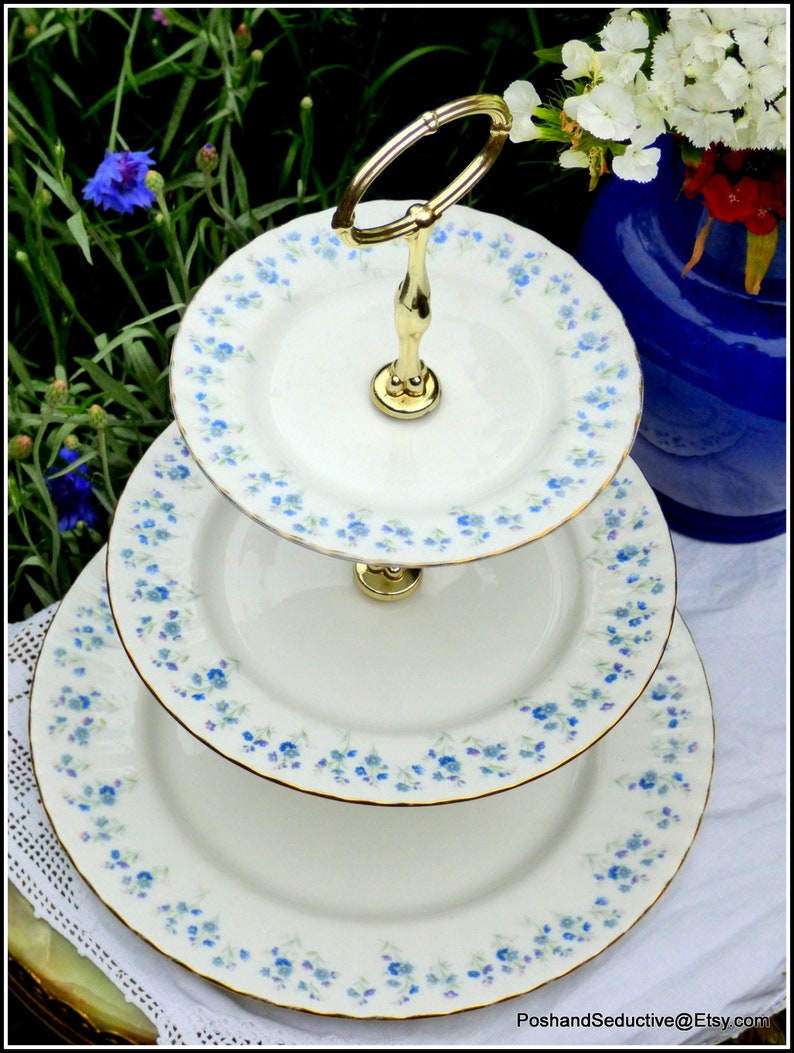 Royal Albert Memory Lane China Pattern Three Tier Cake Stand Vintage ...