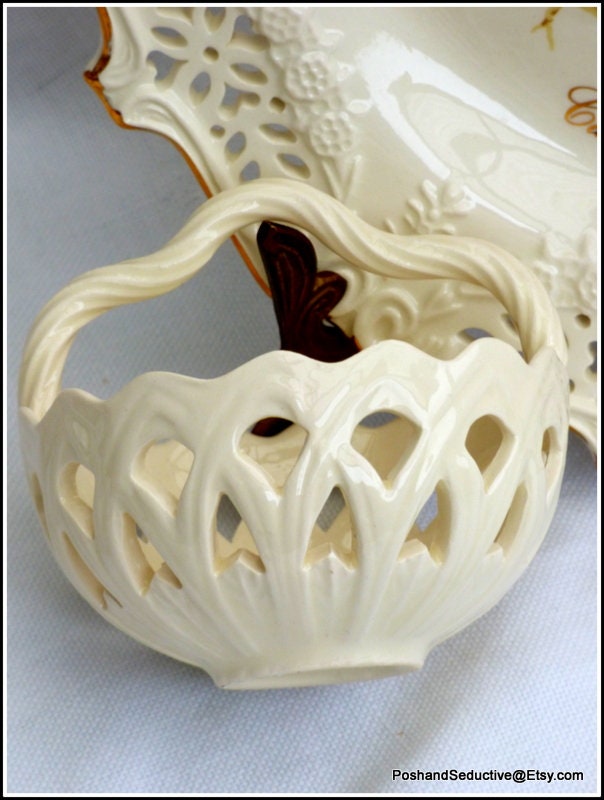 Reticulated Floral Plates Handmade Cake Stand Royal Creamware - Etsy UK