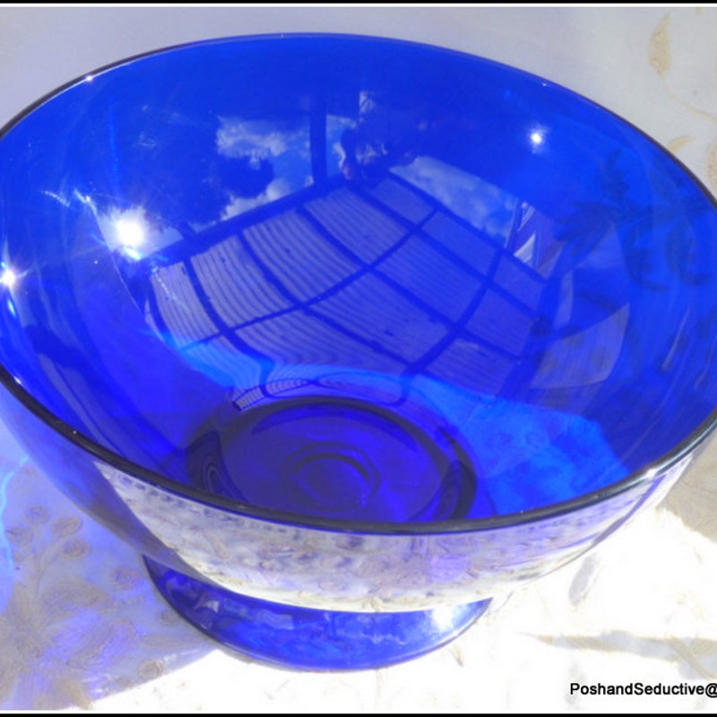 Cobalt Blue Glass Bowl - Etsy