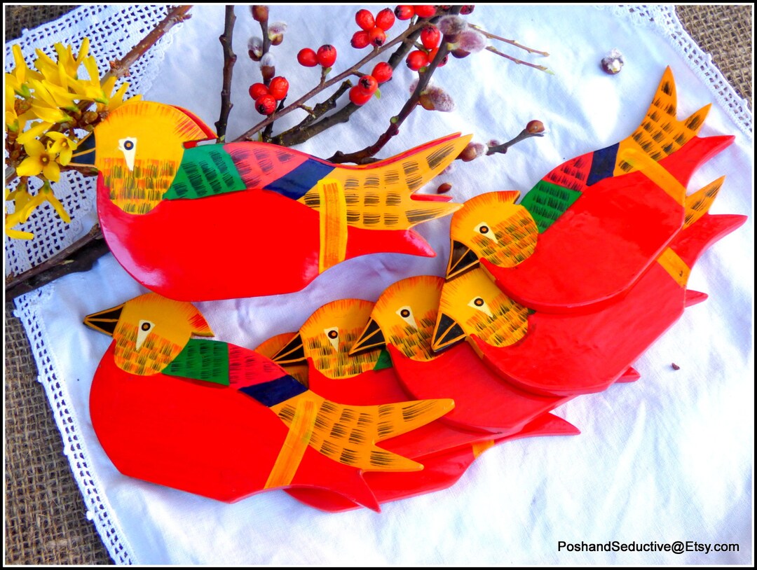 Vintage Hand Painted NAIVE Eastern European Art Set Love Bird - Etsy UK