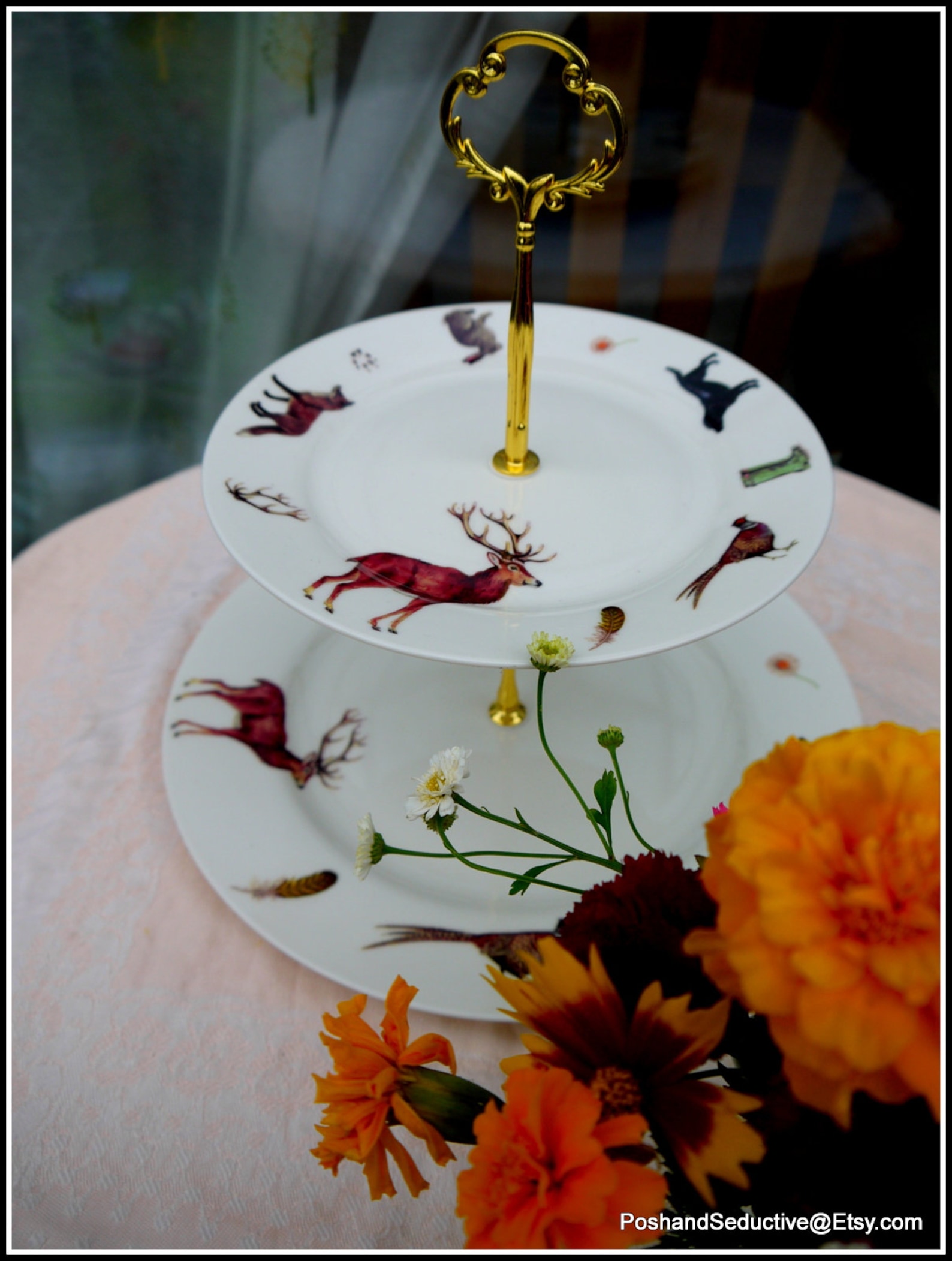 Country Living Theme Two Tier Plates Stand Afternoon Tea Centrepiece ...