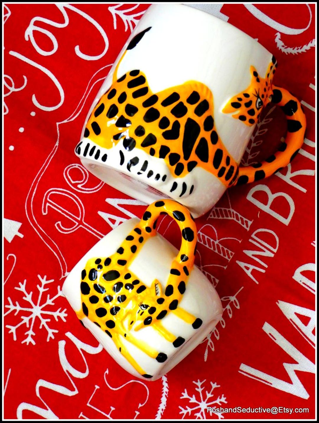 Pair Bright Yellow SAFARI GIRAFFE Kids Gift Set Vintage Tea Cups ...