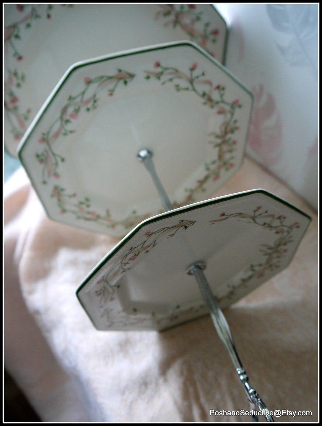Three Tier Cake Stand Octagonal White Eternal Beau Graduated Tiered ...