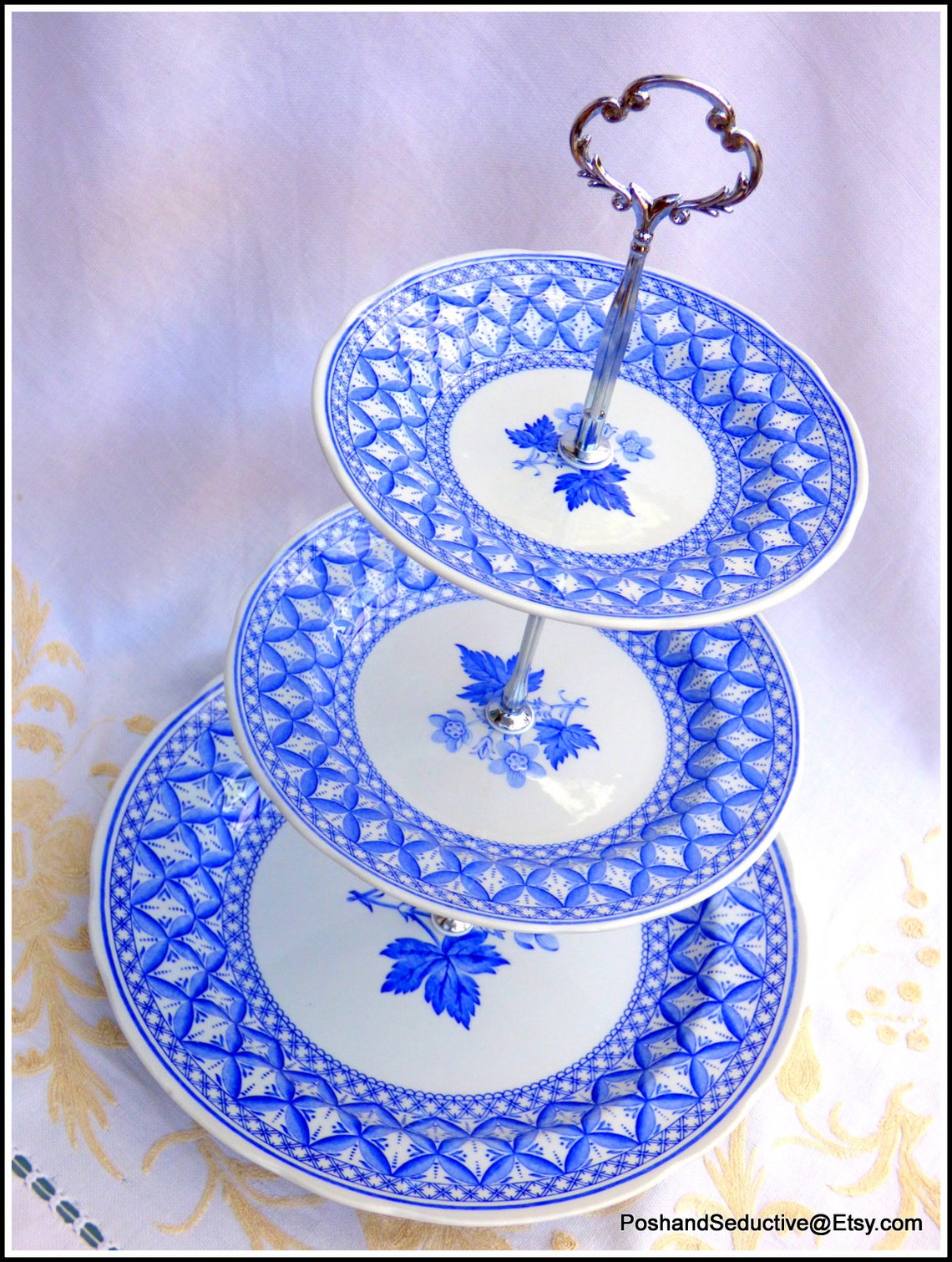 Spode Blue Room Series 3 Tier Cake Stand Geranium Pattern Rare - Etsy