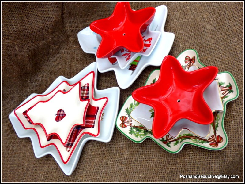 Christmas Tree Shape China Tiered Plates Stand, Scottish Tartan ...