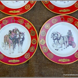 Shire Heavy Draft Horse Royal Avon Rare Vintage China Chic 4 Plates Set ...