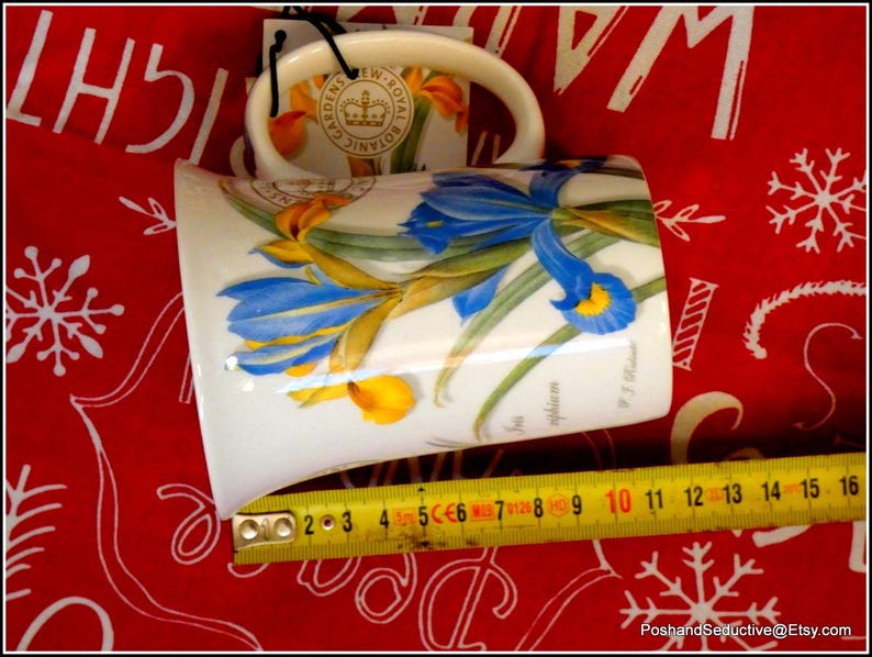 British Flowers Iris KEW GARDENS RHS Bone China Mug Cup Vintage ...