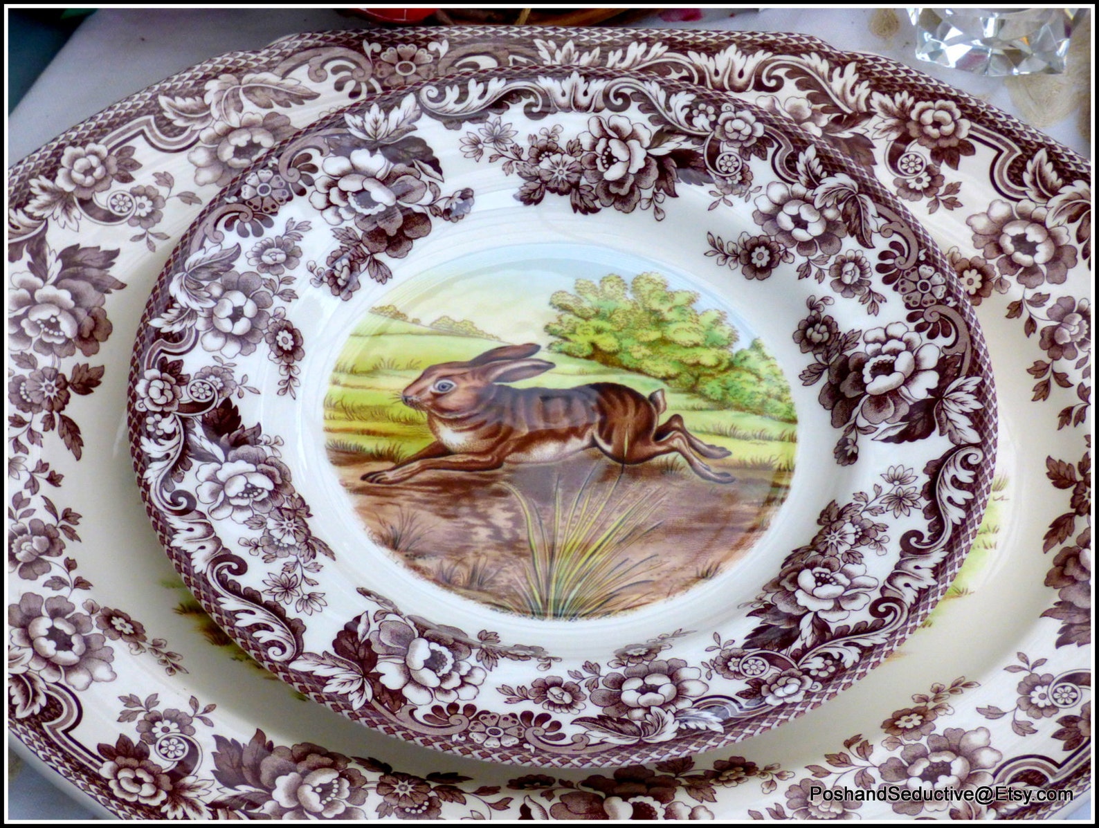 Spode Woodland Series Cereal 16 Cm Bowl Brown Transferware - Etsy