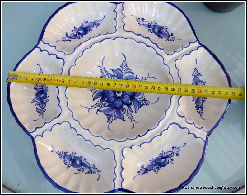 Large Serving Sectioned, Divided Starter Sharing Dish, Hand-painted ...